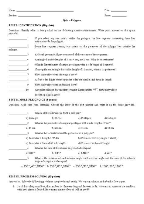 7 Quiz Polygons Name