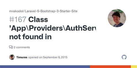 class app providers authserviceprovider not found in · issue 167