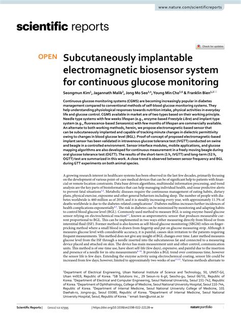 Pdf Subcutaneously Implantable Electromagnetic Biosensor System For Continuous Glucose Monitoring