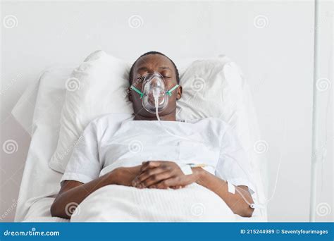 Sick African American Man On Hospital Bed Stock Image Image Of