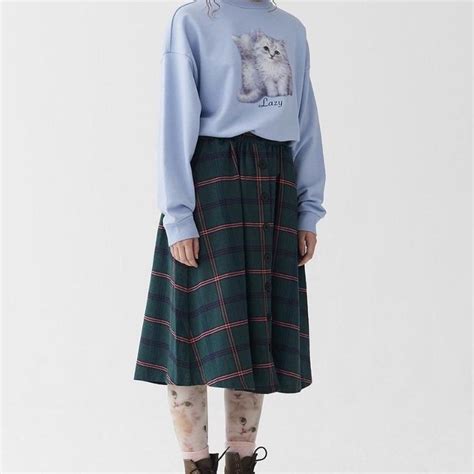 Lazy Oaf Feeling Thrifty Plaid Midi Skirt Size 12 Depop