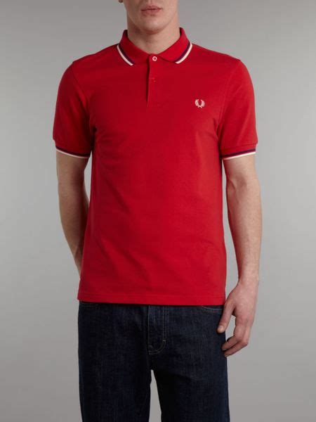 Fred Perry Classic Slim Fitted Twin Tipped Polo Shirt In Red For Men Lyst