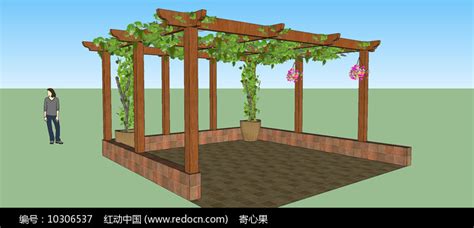 方形木质花架su模型图片下载红动中国