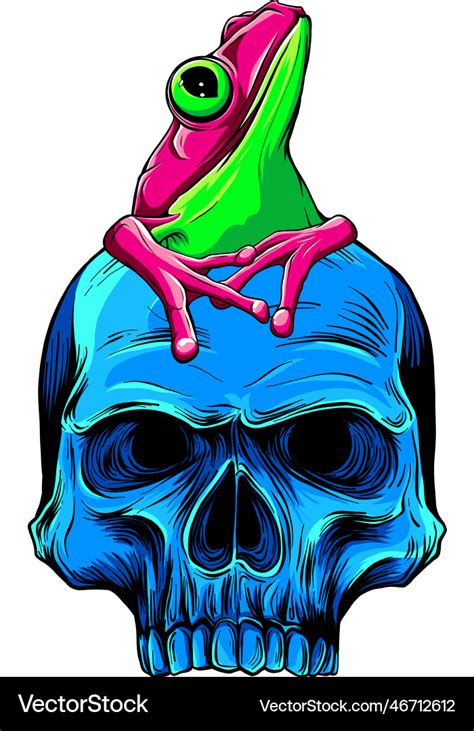 Skull With Frog On White Royalty Free Vector Image
