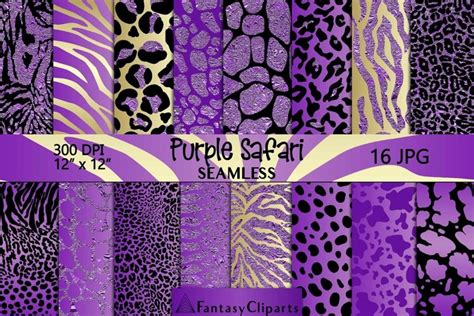 Purple Safari Animal Print Seamless Digital Paper