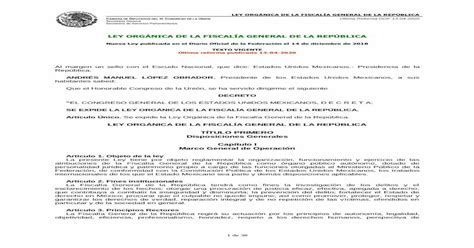Pdf Ley Orgánica De La Fiscalía General De La Repúblicaley OrgÁnica