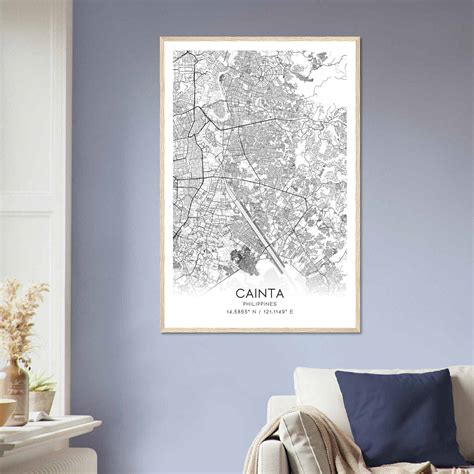 Cainta Philippines Map Poster Cainta City Road Wall Art Print Custom