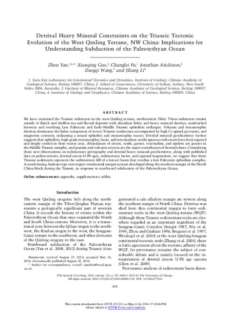 Pdf Detrital Heavy Mineral Constraints On The Triassic Tectonic Evolution Of The West Qinling