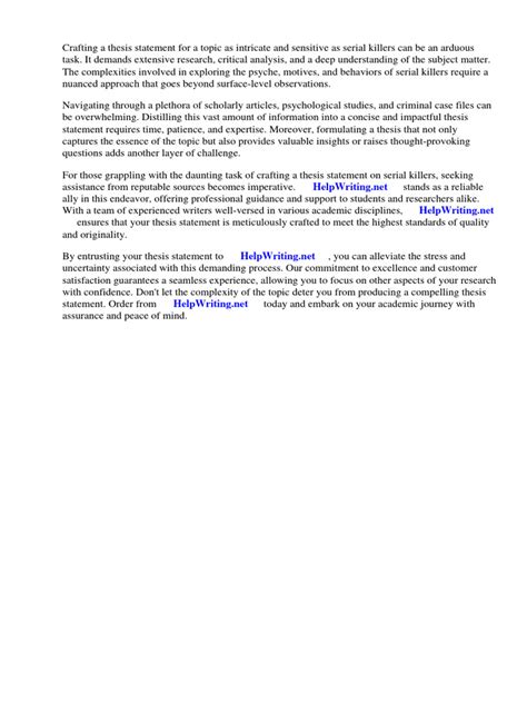 Good Thesis Statement For Serial Killers Pdf Serial Killer Essays