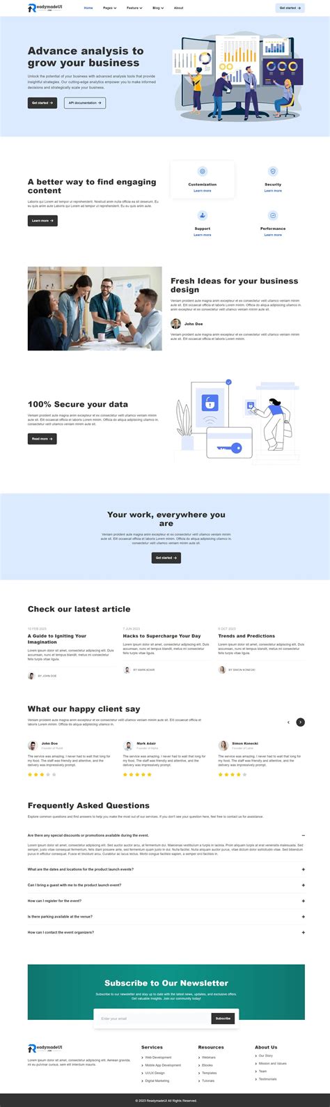 Tailwind Css Landing Page Readymadeui