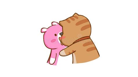Animated Cat Kiss With White Background Ideal For Clean And