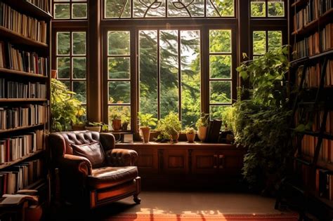 Premium Ai Image Reading In Library With Bright Room