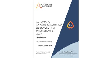 Mohit Sogani On Linkedin Automation Anywhere Certified Advanced Rpa