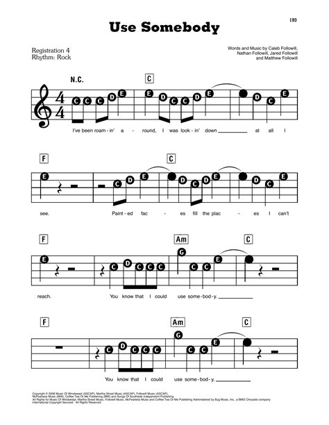 Kings Of Leon Use Somebody Guitar Chords