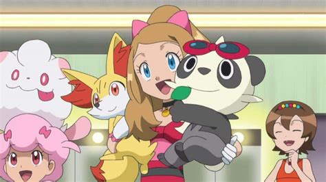 Download Serena Carrying Pancham And Fennekin Wallpaper
