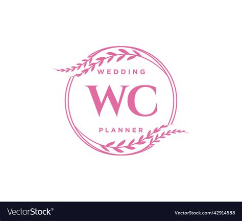 Wc Initials Letter Wedding Monogram Logos Vector Image
