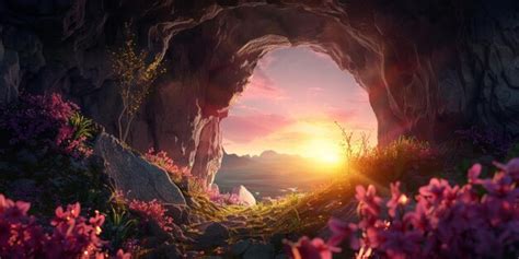 Premium Photo Stone Rocky Empty Cave Tomb And Light Rays Easter