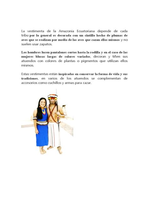 La Vestimenta De La Amazonía Ecuatoriana Depende De Cada Tribu Pdf