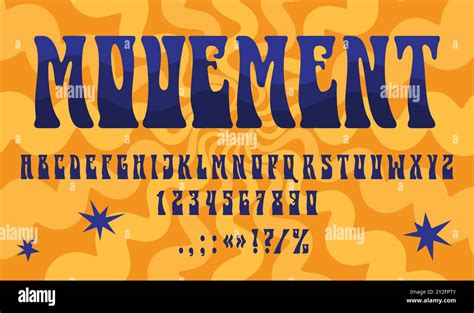 70s Or 60s Hippy Psychedelic Font Of Retro Type With Groovy Typeface