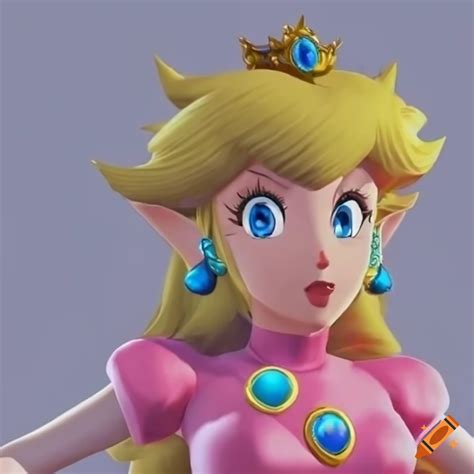 Princess Peach And Link Posing In Pink Silk Ballgowns On Craiyon