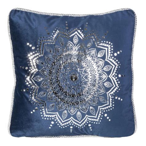Poszewka 45x45 Granatowa Srebrna Rozeta Welwetowa 11912699387