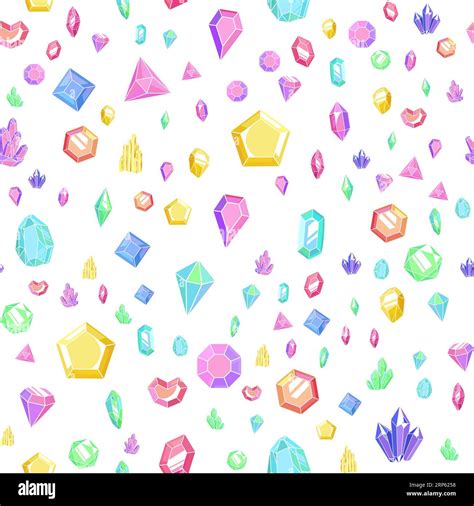 Crystal And Gem Seamless Pattern Bright Abstract Texture With Crystals