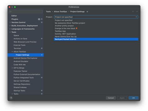 assigning a project in settings