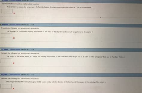 Solved Translate The Following Into A Mathematical Equation Chegg