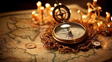 Premium Ai Image A Large Compass On A Light Ancient Map Of The World