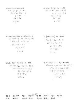 Solving Multi Step Equations 1 Joke Worksheet With Answer Key TpT