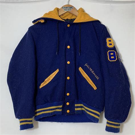 80s Vintage Lincoln Cheerleader Bomber Jacket Depop