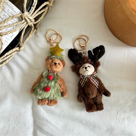 블링지니 크리스마스 곰돌이 인형 가방키링