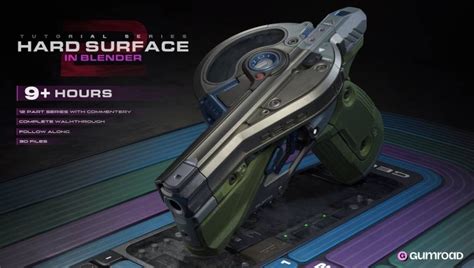 [独家ai翻译] Blender科幻武器硬表面3d建模全面基础教程 中英文字幕 Gumroad Hard Surface In Blender