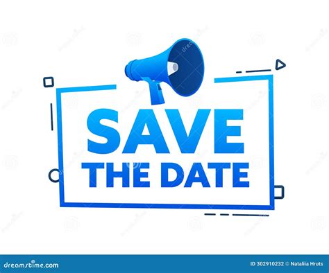 Megaphone With Save The Date Speech Bubble Banner Promotion And Advertising Label Vector Stock