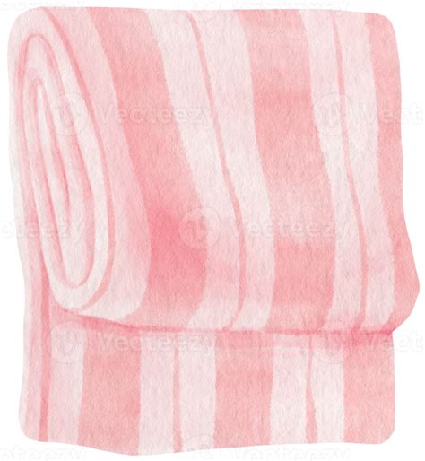 Striped Pink Beach Towel Picnic Blanket Watercolor Style 9787515 Png