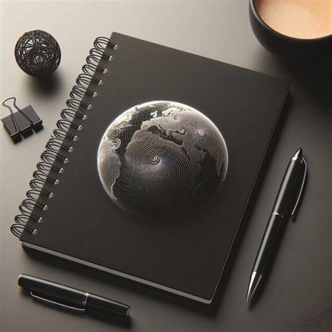 Premium Photo A Black Leather Notebook With Image Of The Earth For