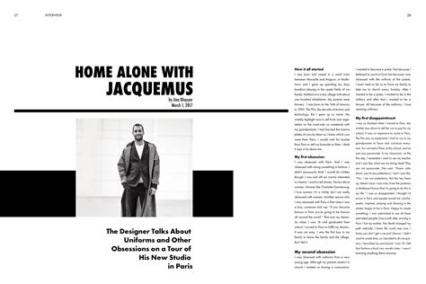 Jacquemus Interview — Swiss Style Magazine Layout On Behance