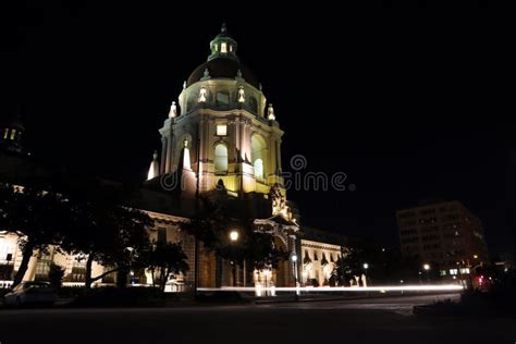Pasadena City Hall By Night Los Angeles County California Stock Image