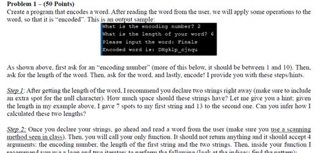 Problem 1 50 Points Create A Program That Encodes A