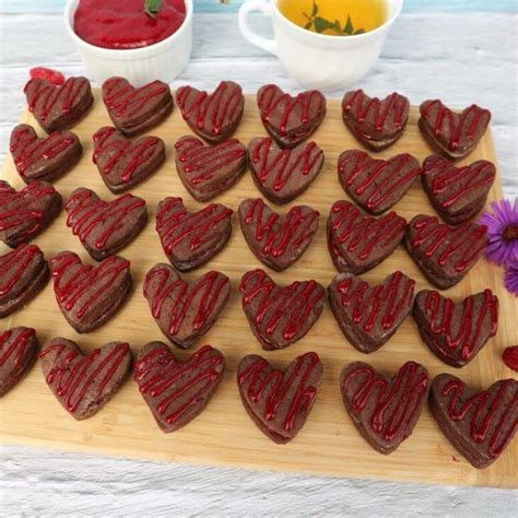 Chocolate Raspberry Heart Sandwich Cookies Very Crumbly