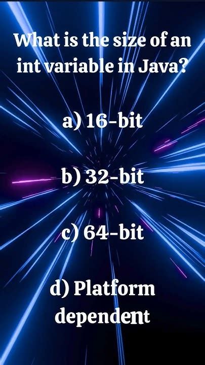 Question No 1 What Is The Size Of An Int Variable In Java Datatypesinjava Javaprogramming