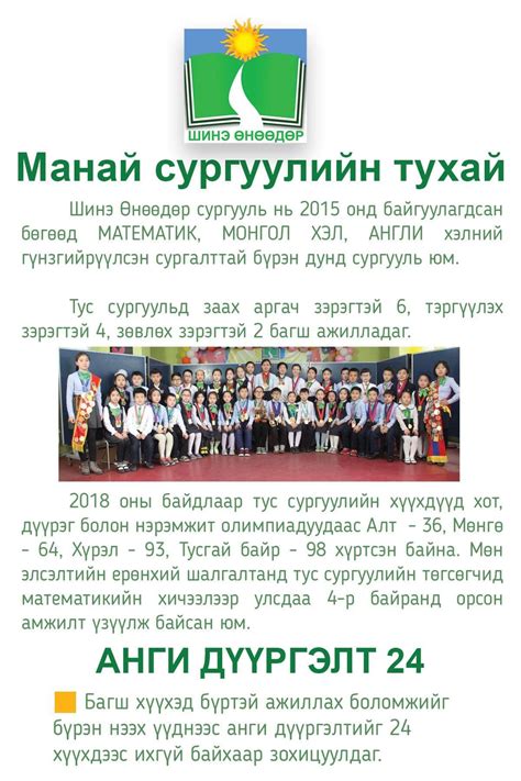 Сургуулийн танилцуулга Шинэ Өнөөдөр Сургууль