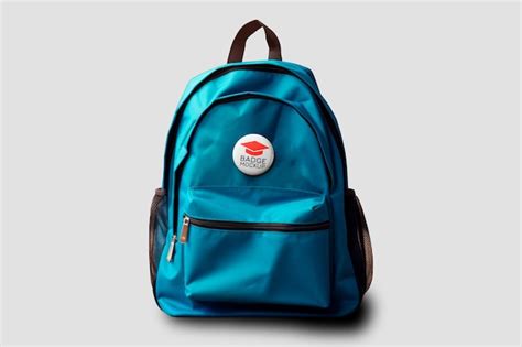 Макет значка на реалистичном изолированном синем рюкзаке Премиум Psd Файл