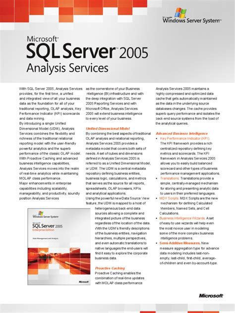 sql analysis services datasheet pdf microsoft sql server business