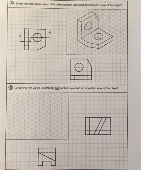 solved given the two views sketch the offset section view