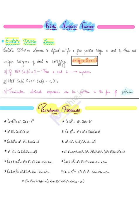 SOLUTION Class 10 Maths All Chapters Formula Handwritten Digitalized Form Studypool