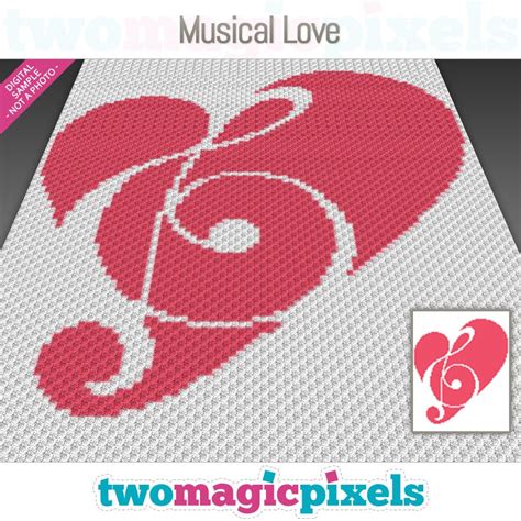 Musical Love Crochet Graph C2c Mini C2c Sc Hdc Dc Tss Etsy