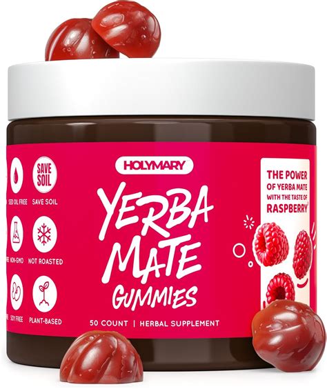 Holymary Yerba Mate Gummies Raspberry Flavor Energy