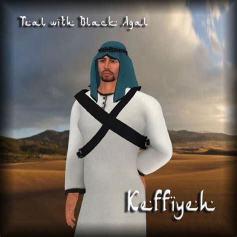 Second Life Marketplace Keffiyeh Teal Black Agal