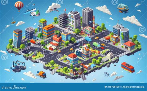 City Infographics Poster With Isometric Modern City And Charts Modern